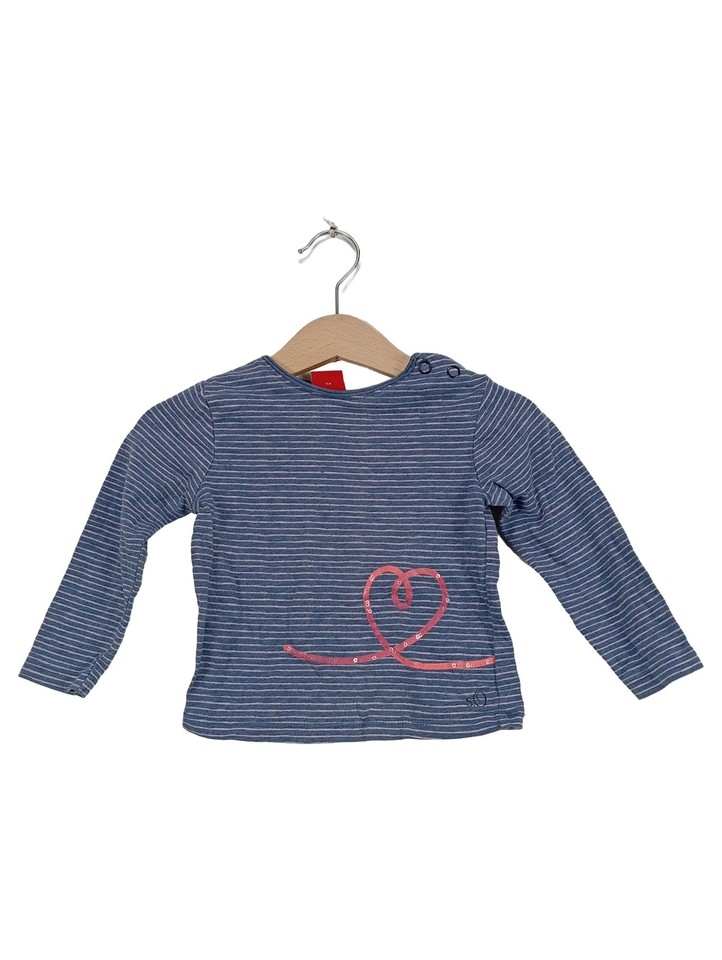 s.Oliver T-Shirt Manches Longues Fille Bleu Rayé Cœur (EU 74) | eBay