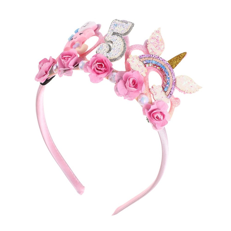 Birthday Crown Headband For Toddler Girls - 5 Years Princess Tiara ...