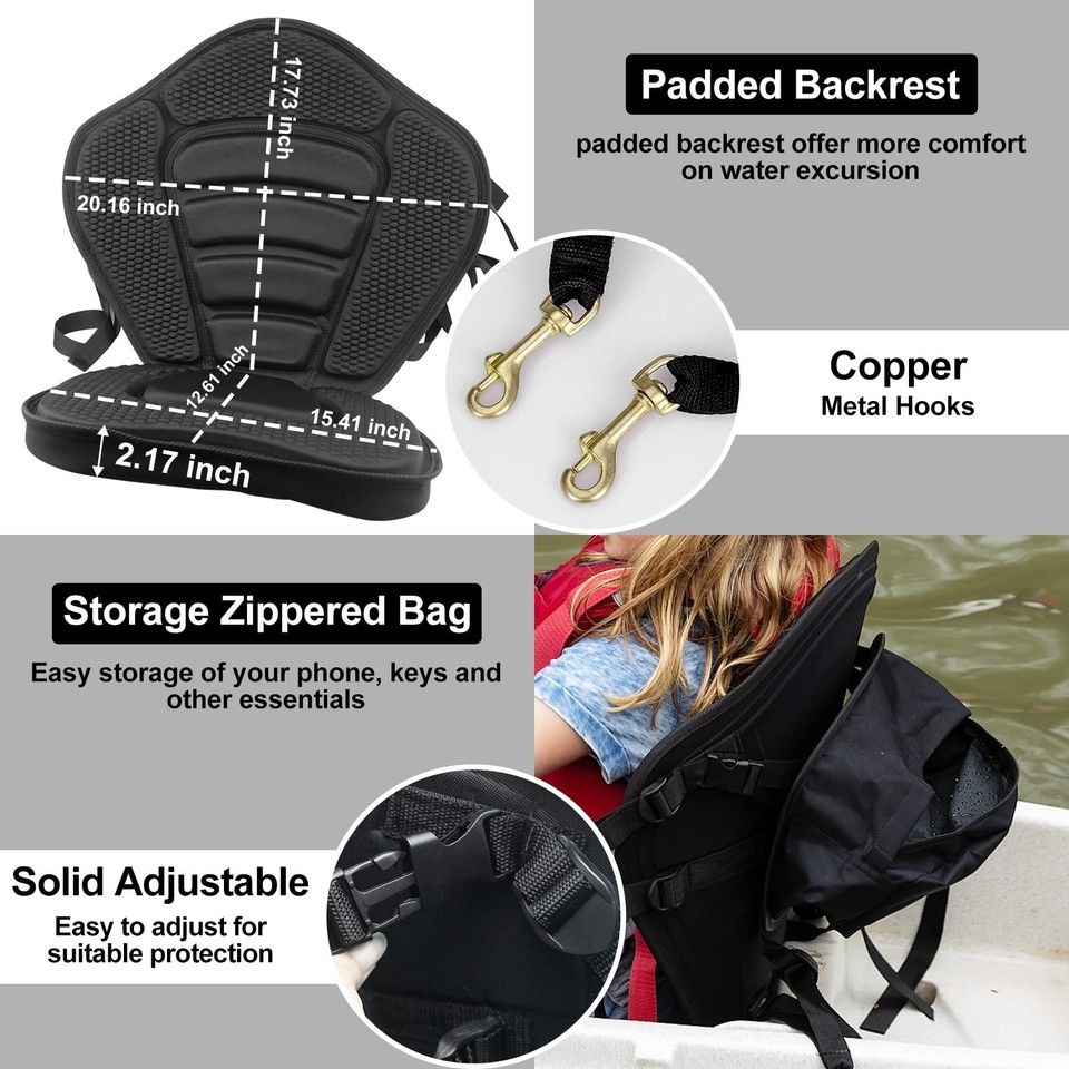 HLOGREE Kayak Seats - 1/2 Pck, Thicken Padded Seat Cushion with Back ...