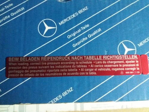 Original Mercedes Pressure Sticker W107, W108, W115, W123, W124, W126 ...