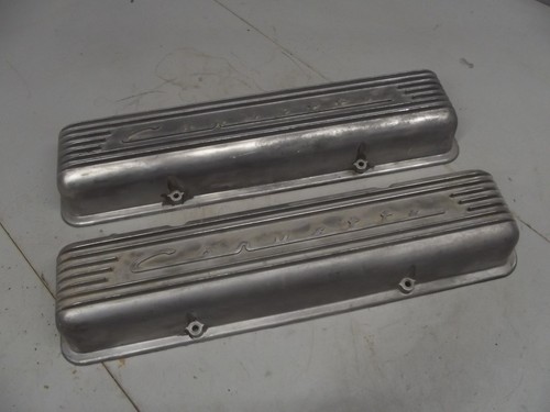 1959-1967 CORVETTE OEM 7 FIN VALVE COVERS # 3767493 Cursive Script ...