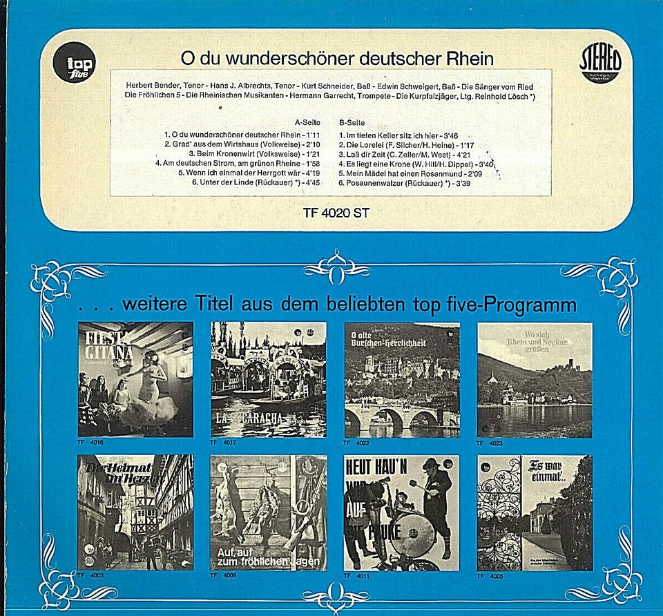 O du wunderschöner deutscher Rhein Herbert Bender, Kurt Schneider ...