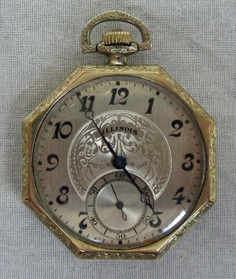 1926 Illinois Octagon Pocket Watch, SN 4771785, 12s, 21j, Running Well ...