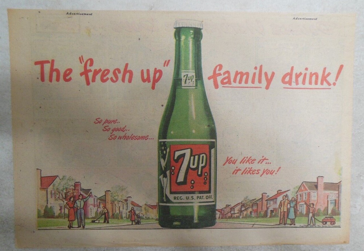 7-Up Ad: Fresh Up With Seven-Up! The Family Drink ! from 1950's 7 x 10 ...