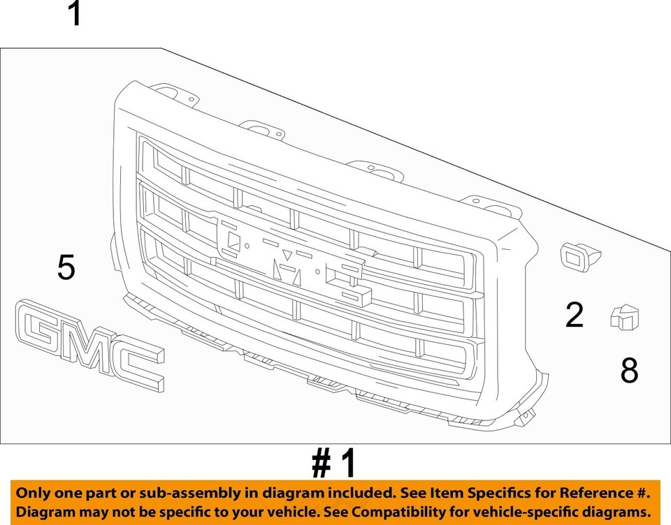 GM OEM 14-15 Sierra 1500 Grille Grille Components-Grille 23254463 | eBay