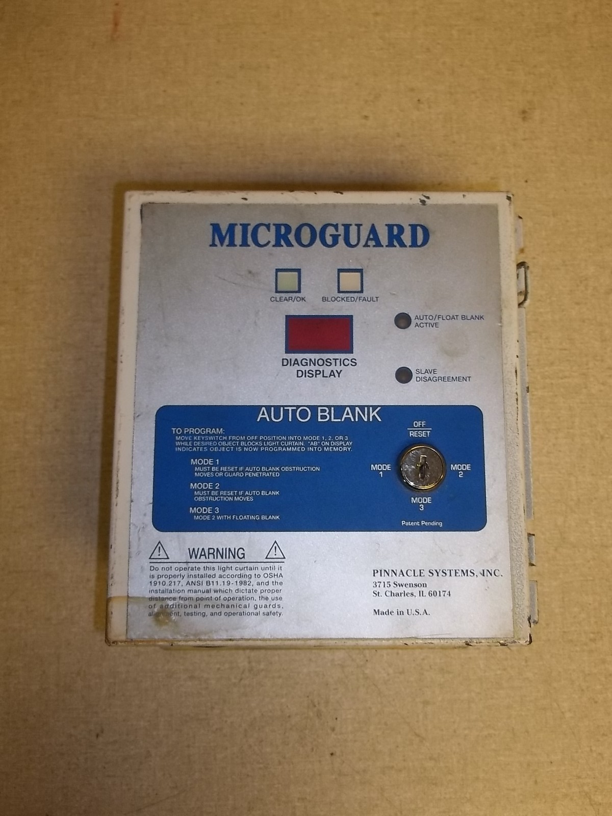 Microguard 31-004 Pinnacle ControL Box Rev. 4 31-005, Rev 5, no key ...