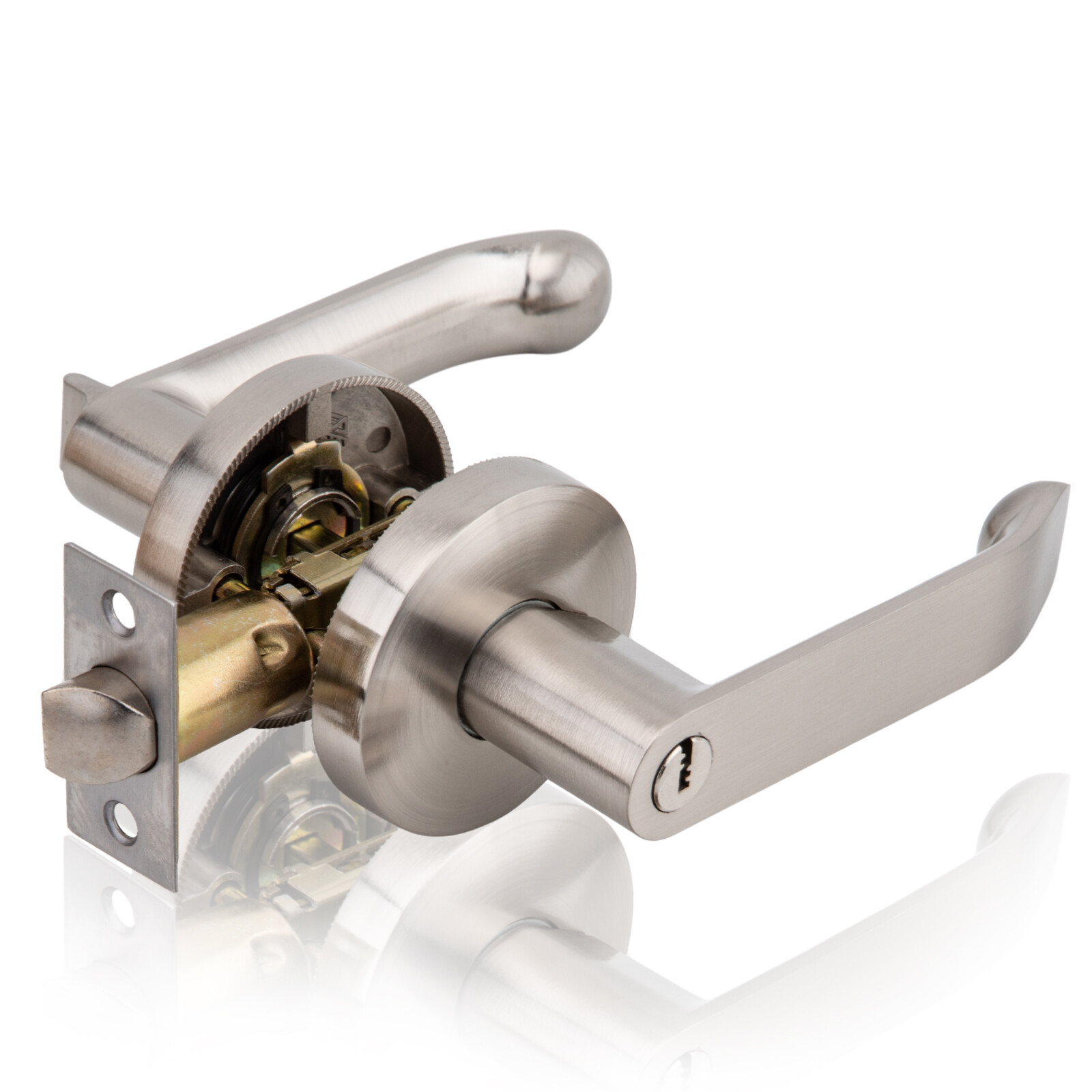 Internal Entry Door Lever Handle Silver Passage Heavy Duty Privacy Lock ...