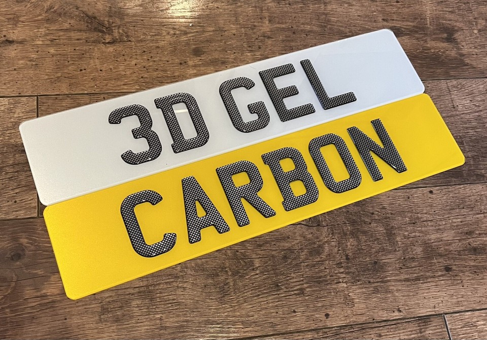 CARBON 3D GEL BRICKWORK NUMBER PLATES - PAIR OF NUMBER PLATES - SHOW ...