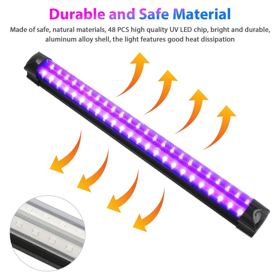 2X 48 LED UV Black Light Bar Fixture Ultraviolet Lamp Strip US Plug DJ ...