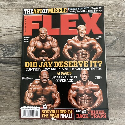 Flex Bodybuilding Magazine January 2008 2007 Olympia Jay Cutler cover ...