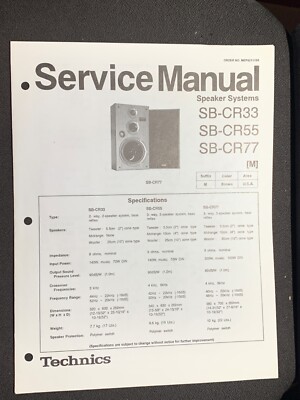 Technics SB-CR33 SB-CR55 SB-CR77 M Service Manual Speaker System ...