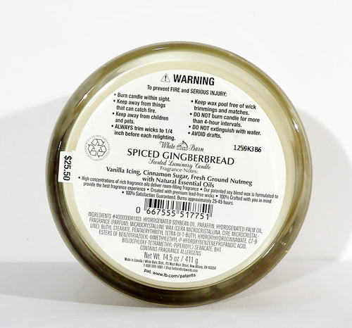 White Barn Bath Body Works Spiced Gingerbread 3-Wick Luminary Candle 14 ...