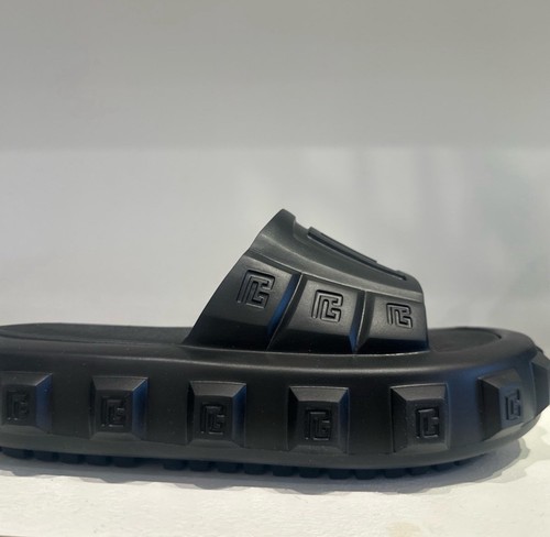 Brand New Balmain Womens Black Ari Rubber Slides Sandals US 6/7 EU 36/ ...