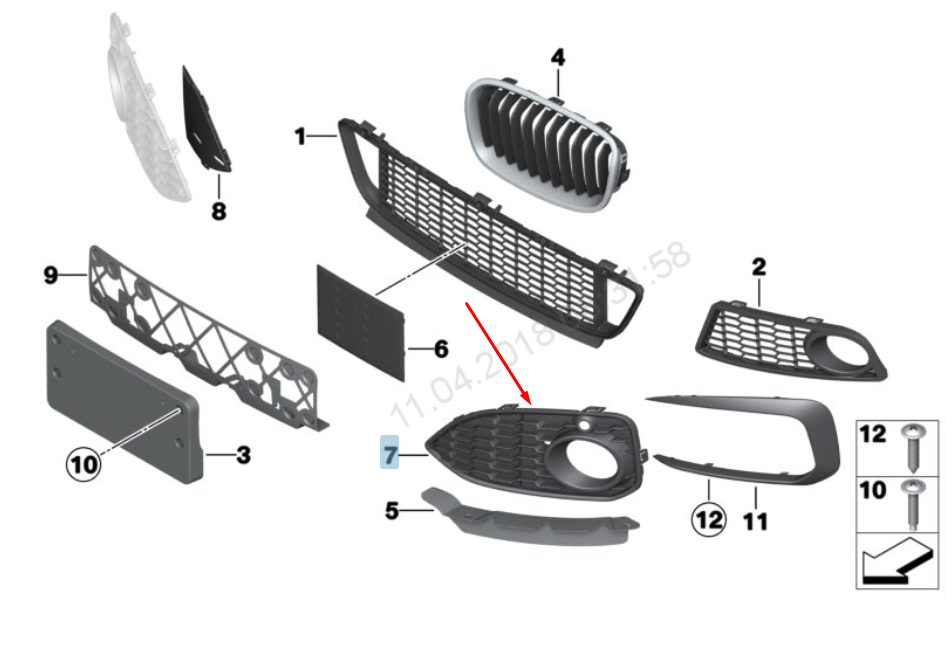 BMW 1 F21 Right Fog Light Grille M Sport 51118068604 8068604 2015 BRAND ...