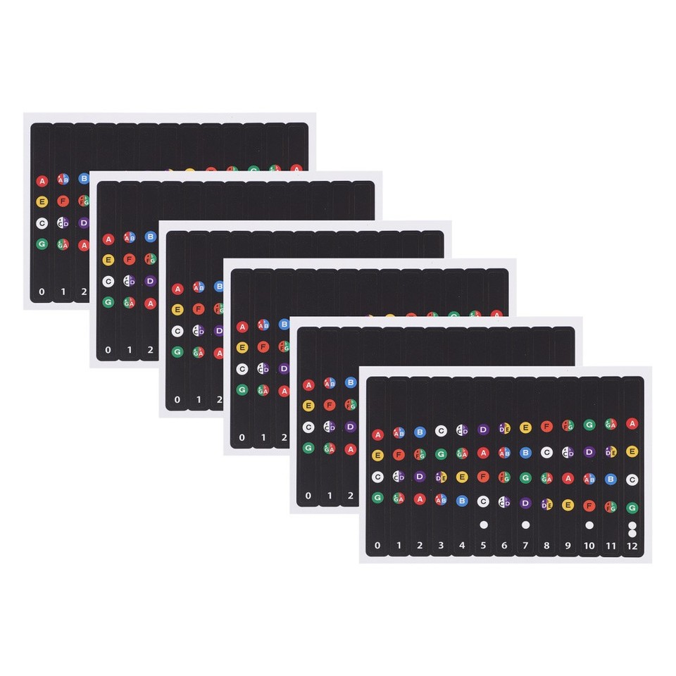 6 Sheets Ukulele Stickers Guitar Fingerboard Fretboard Note Map Decals ...