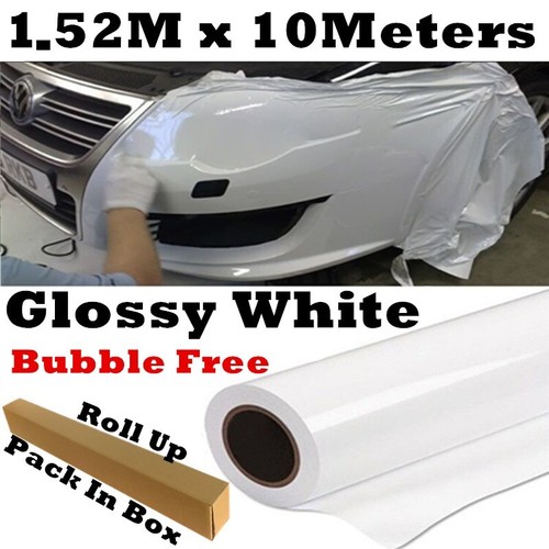 1.52 meter x 10 meters Glossy Gloss White Car Vinyl Wrap Auto Car Film ...