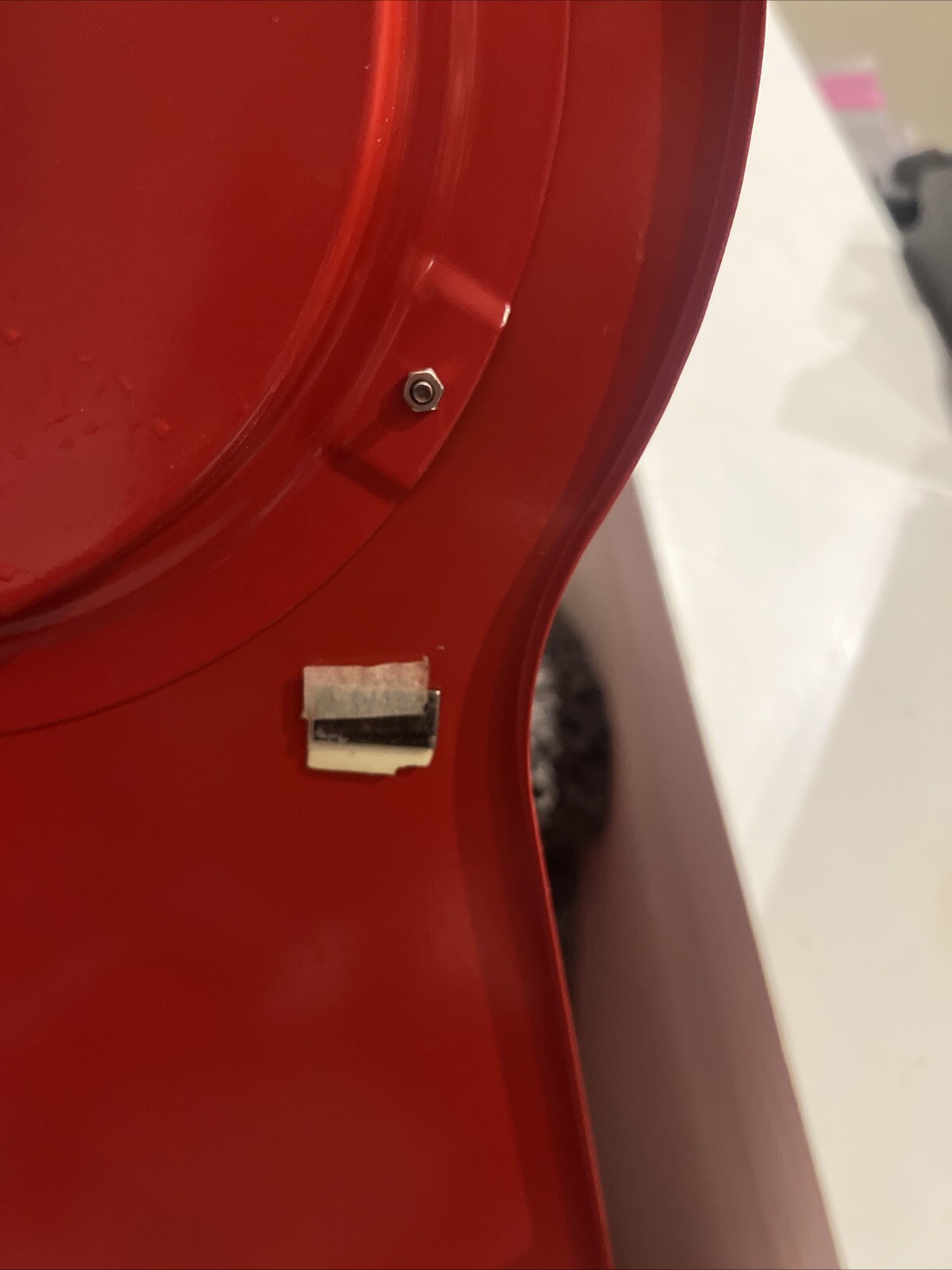 IKEA Clock Keyhole Shape Red Metal PS 18” Shelf Mantle Storage Cabinet ...