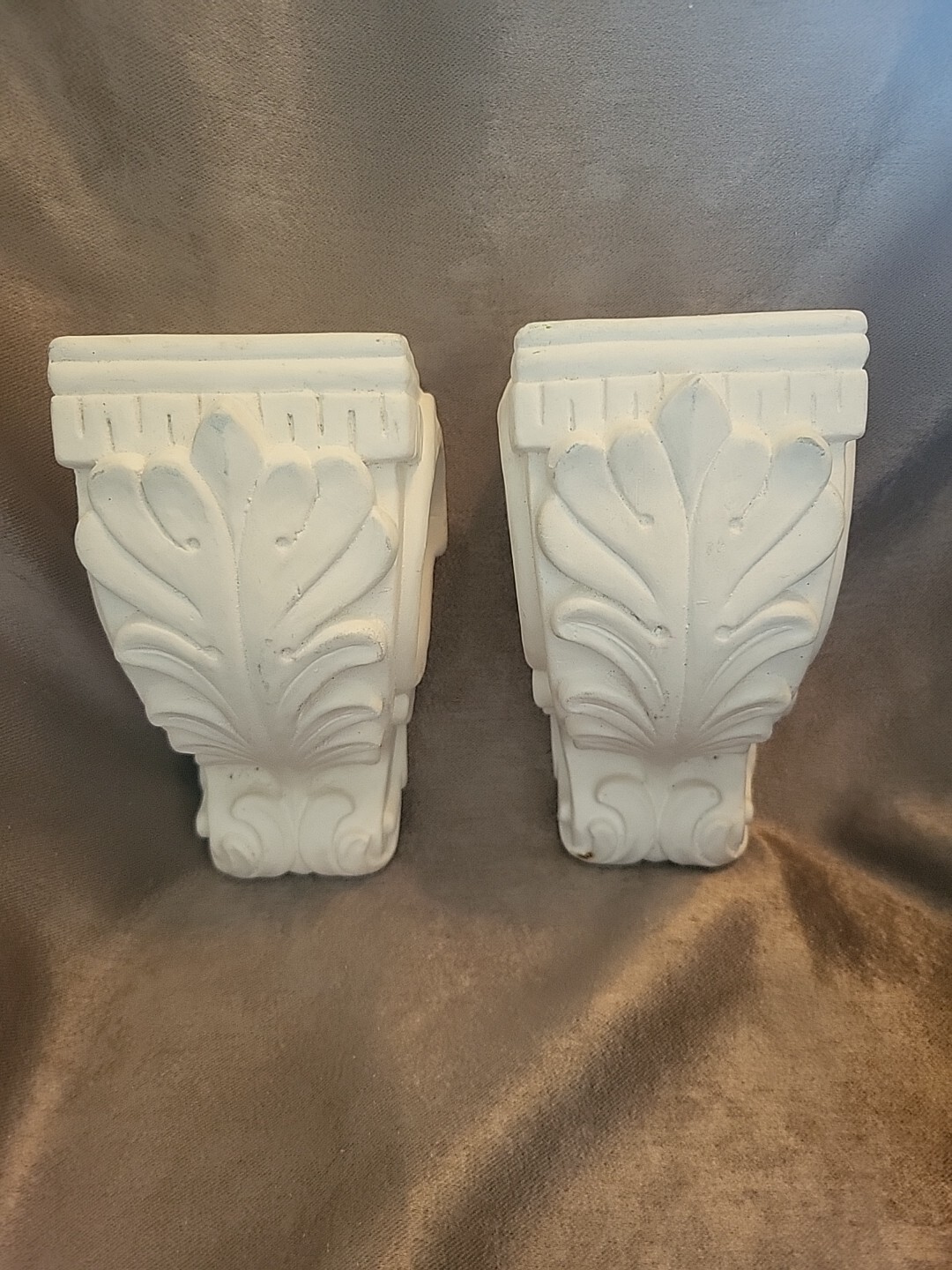 2- Ornate Curtain Rod Holders Corbel Drapery Scarf Leaf Sconces White 6 ...