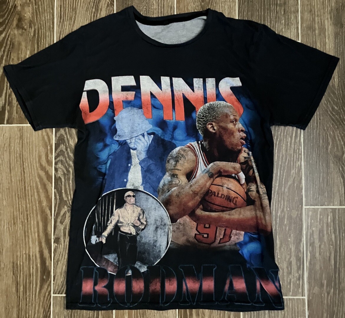 Vintage Dennis Rodman T-Shirt Black Fade Basketball G… - Gem