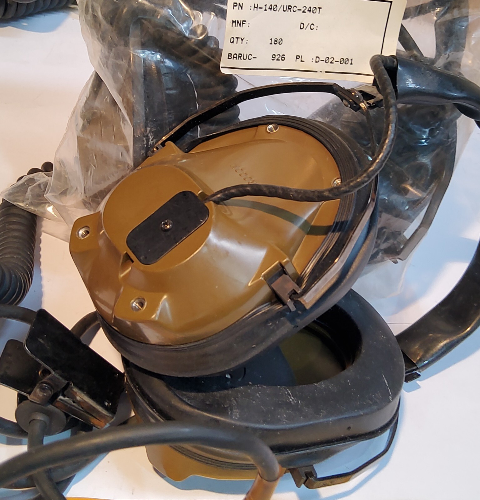 H-140/URC-240T (H-140/U) MILITARY RADIO HEADSET (Mfr. Astrocom ...