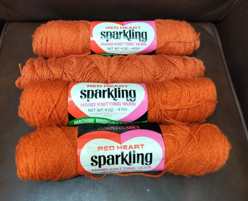 [4 Skeins] Red Heart Sparkling 4 Ply Yarn - 4 OZ - 123 Rust | eBay