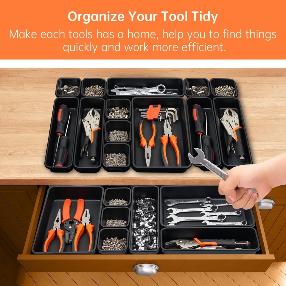 45 Pack Tool Box Organizer Tray Divider, Toolbox Desk Drawer Organizer ...