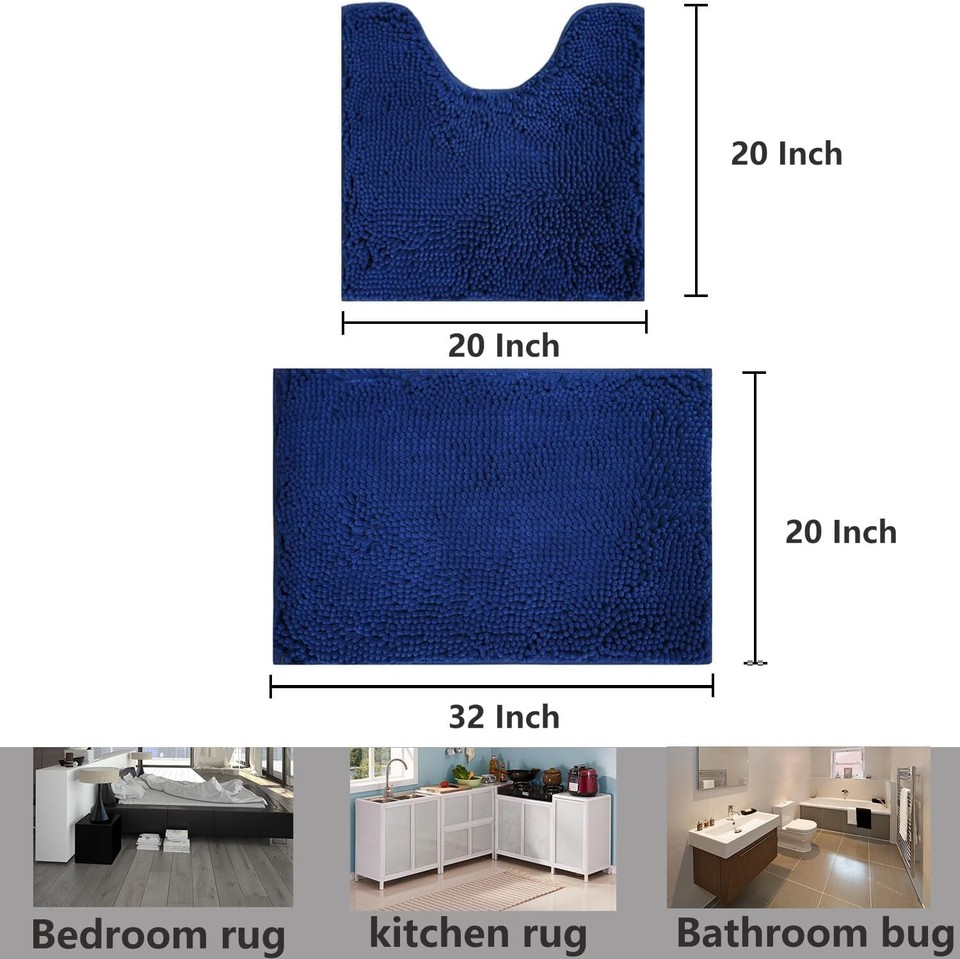 Bathroom Rugs Sets 2 Piece Chenille Bathroom Rugs,Extra Thick and ...