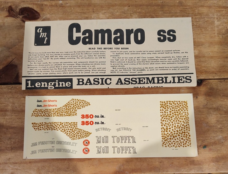 AMT 1968 Chevrolet Camaro SS Convertible 1/25th Scale Model Kit | eBay