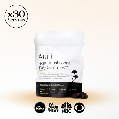 Auri Super Mushroom Daily Gummies, Chaga, Lions Mane, Reishi, Cordyceps ...