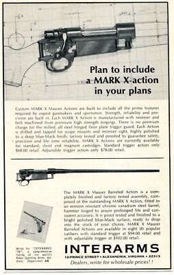 1972 small Print Ad of Interarms Mark X Mauser Rifle Action | eBay