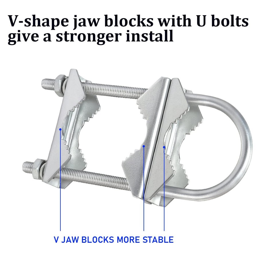 2 Inch U Bolt Double Antenna Mast Clamp V Jaw Block With U Bolts, Heavy ...