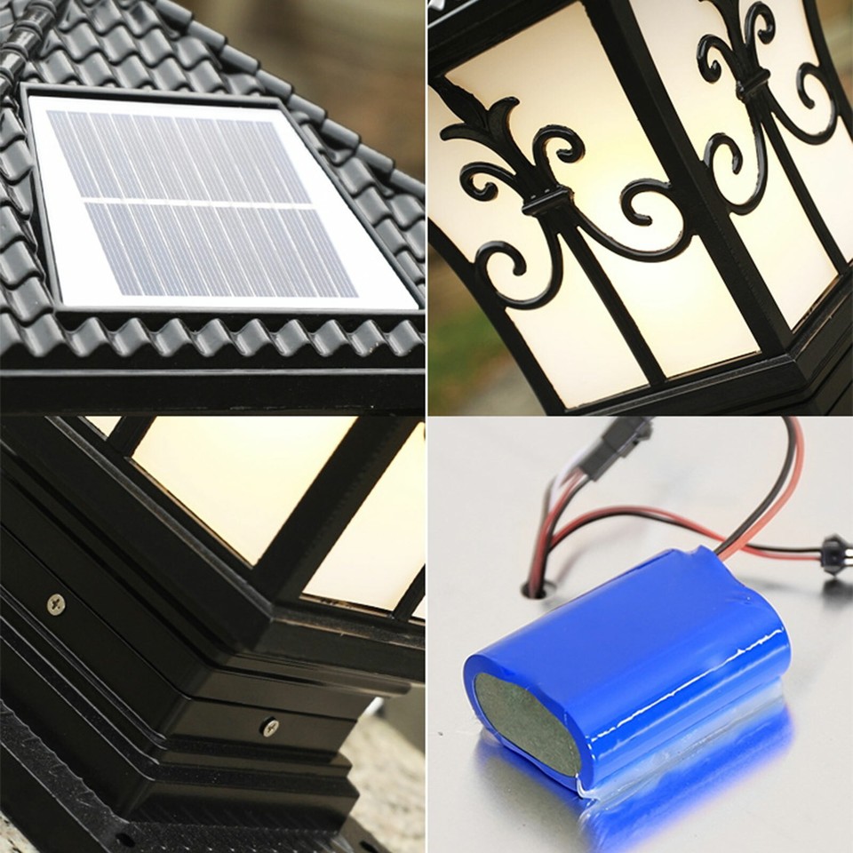 Post Light Solar Powered Outdoor LED Pillar Lamp Fence Fixture Yard ...