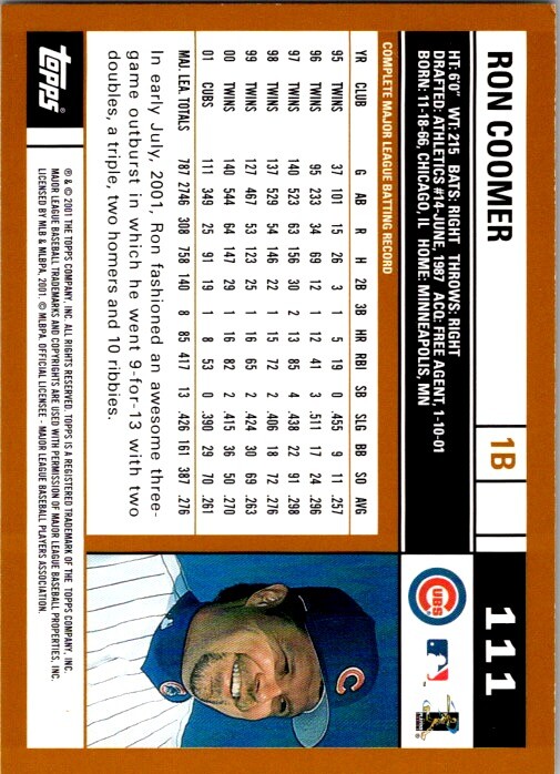 2002 Topps - #111 Ron Coomer for sale online | eBay