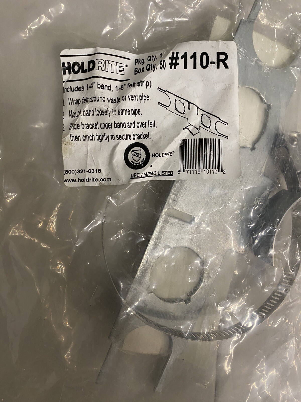 Lot 3 HOLDRITE 110-R Galvanized Pipe-on-pipe Bracket W. Keyed Holes for ...