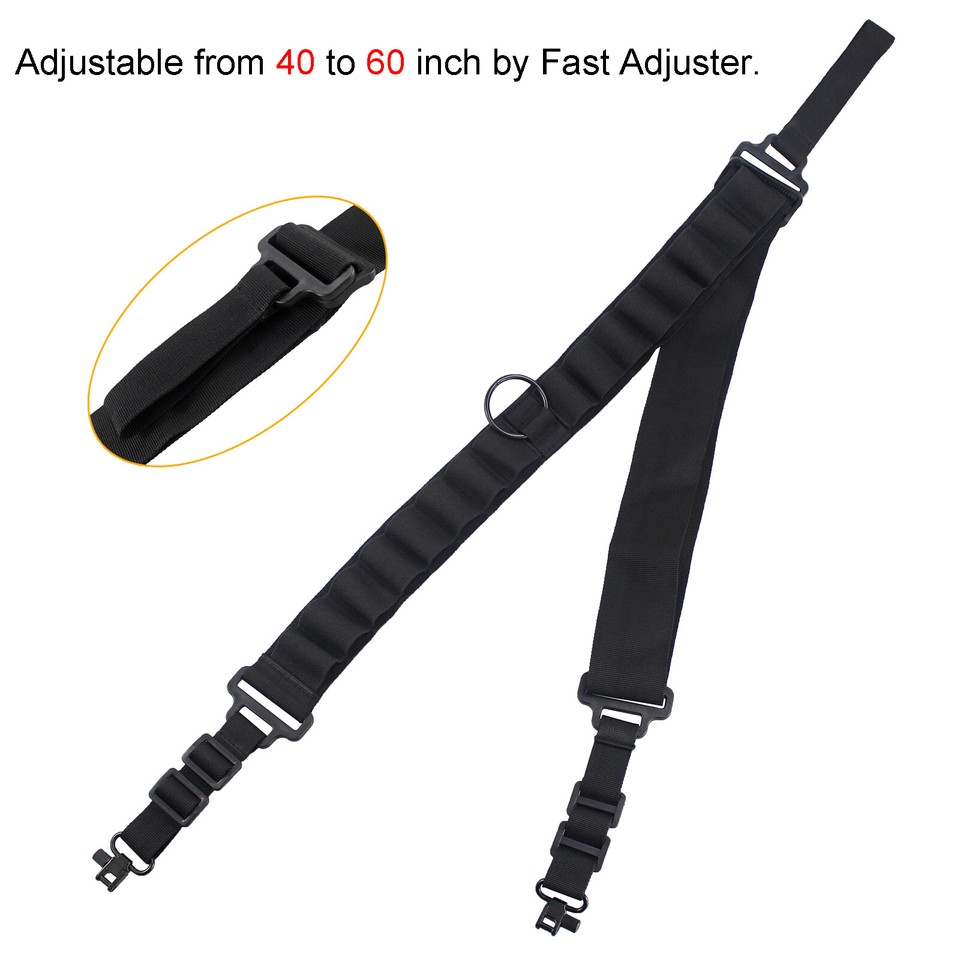 Black Shotgun Sling 2 Point Non-Slip Adjustable Ammo Sling with 16 ...
