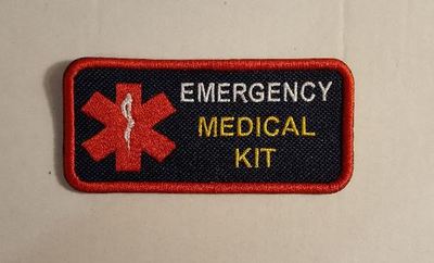 Blue Red Embroidered Sew-On Patch For Disaster Bag - EMERGENCY MEDICAL ...