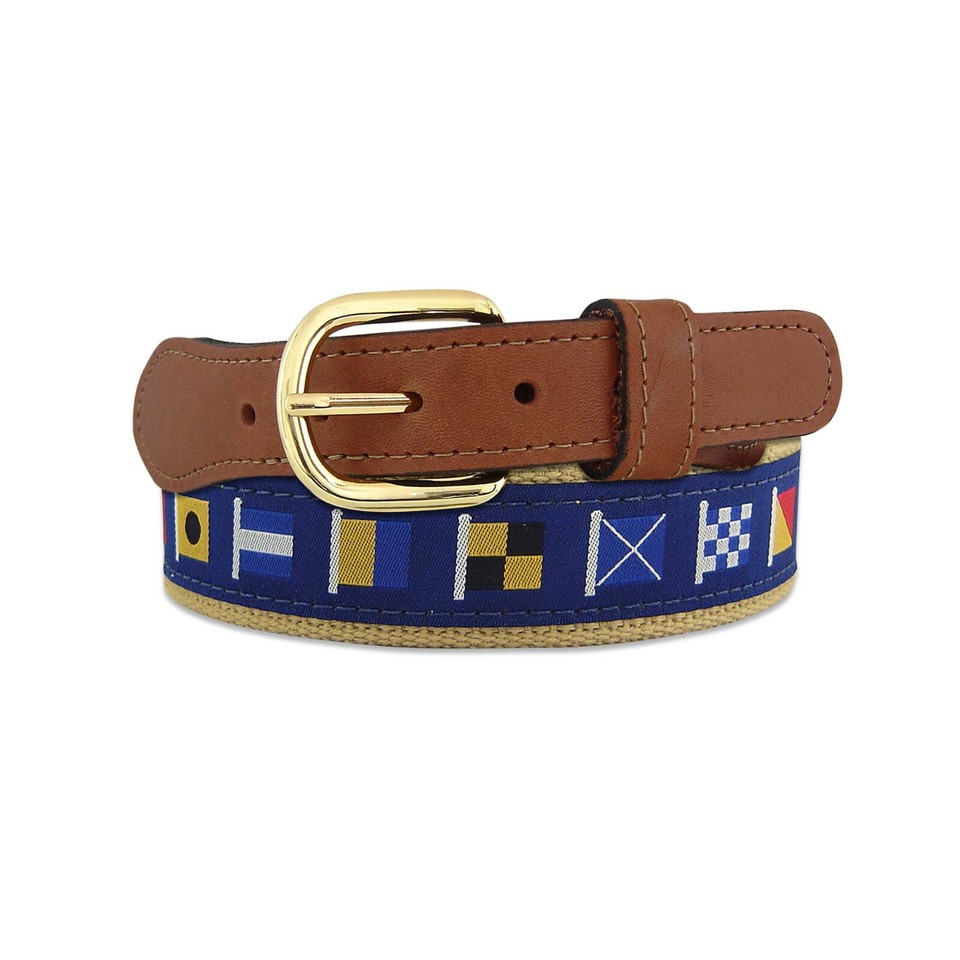 ZEP PRO Nautical Code Flag Belt on Khaki Navy Natural Webbing Premium ...