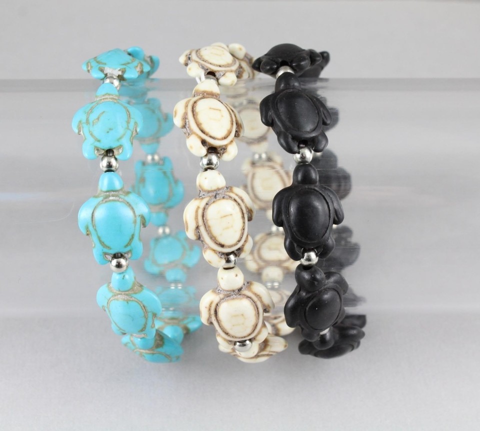 Turtle bracelet turquoise blue color turtle charm bead pendants ...