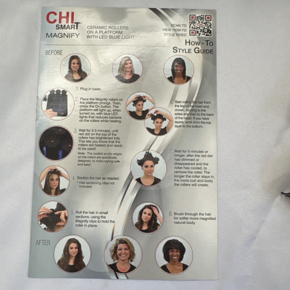 Chi Smart Magnify Ceramic 1" Hot Rollers Curlers Set & Case CS1104 | eBay