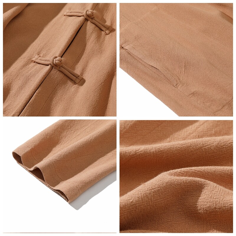 Men Retro Chinese Tang Top Robe Long Sleeve Cotton Linen Hanfu Cape ...