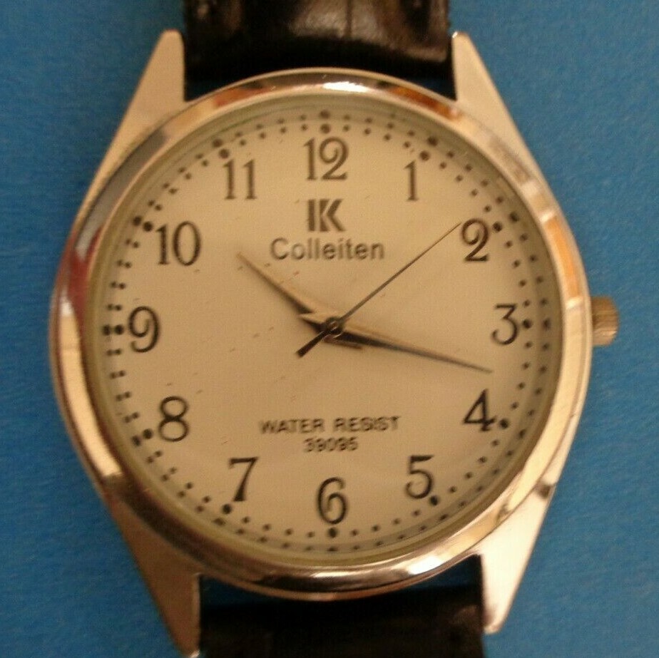 Mens K COLLEITEN Analog Watch White Face W/Black Numbers 2 Piece Strap ...