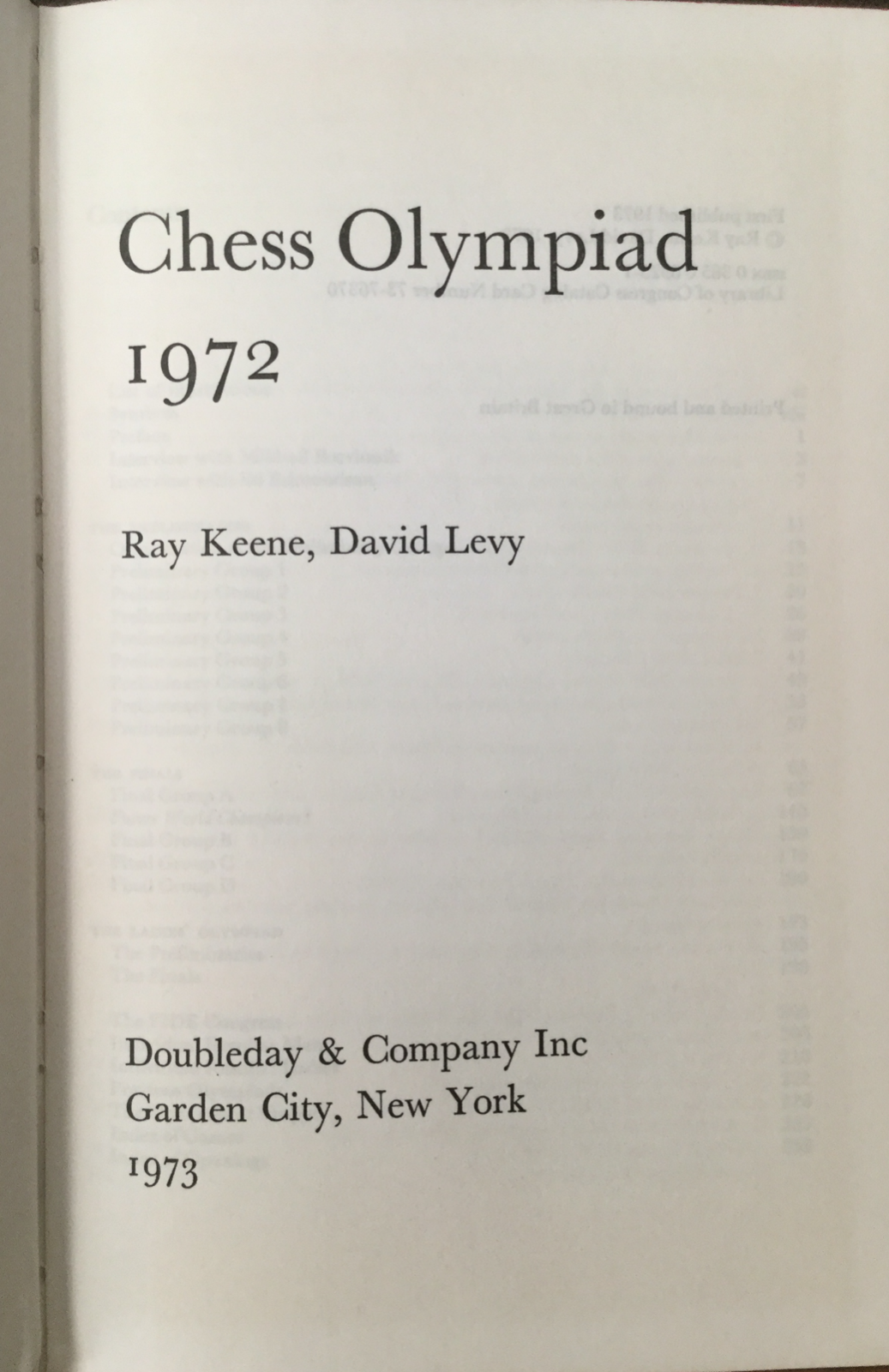 Chess Olympiad 1972 by David N. L. Levy; Raymond D. Keene 9780385069250 ...