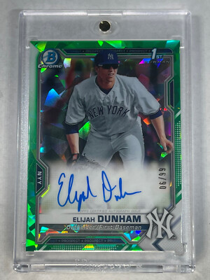 2021 Bowman Chrome #CPA-ED Elijah Dunham 1st Bowman SP /99 Green Auto ...