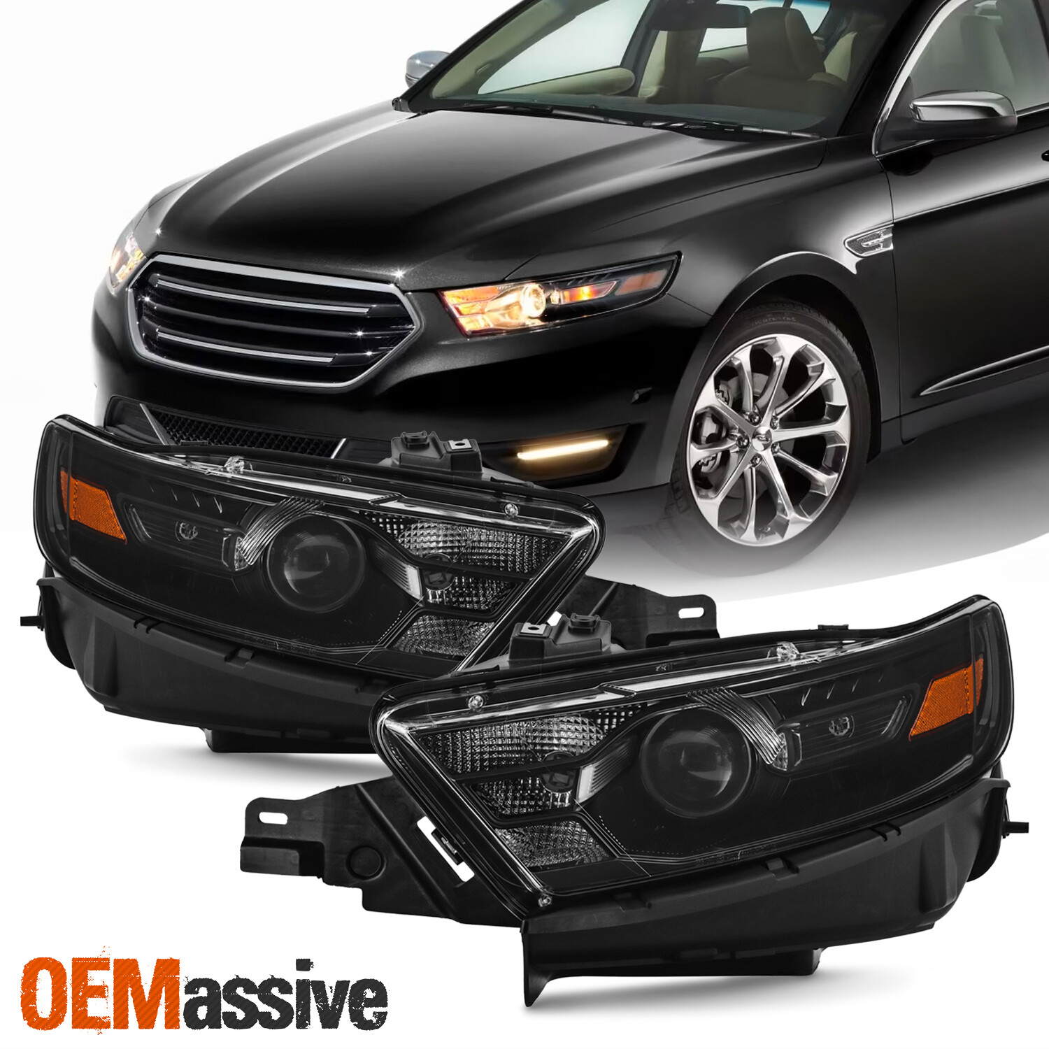 For 2013-2019 Ford Taurus [Halogen Type] Projector Black Trim ...