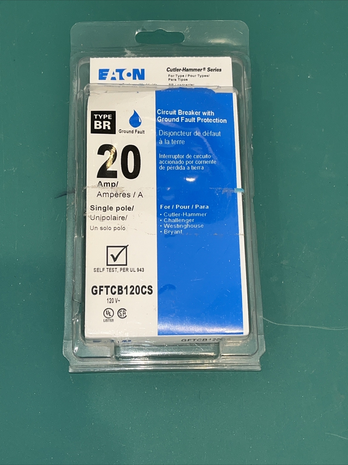 Eaton GFTCB120 Ground Fault Circuit Breaker 20A 120V 1 Pole | eBay