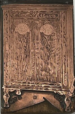 Wooden Cabinet Victorian Style Antique Electrotype Print Block Ornate ...