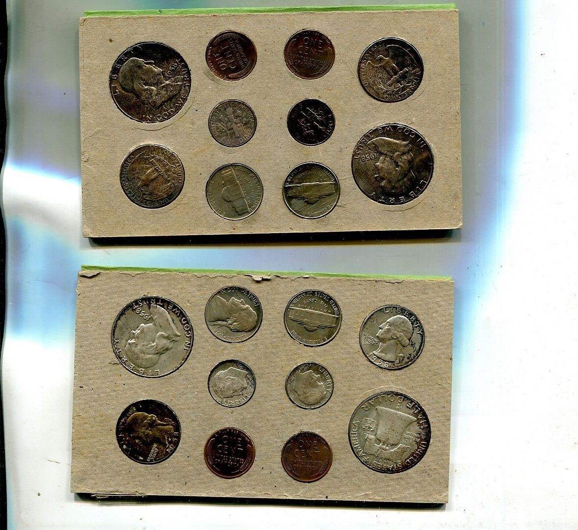 1958 UNITED STATES 10 COIN SILVER MINT SET ORIGINAL CH BU TONED 7329S ...