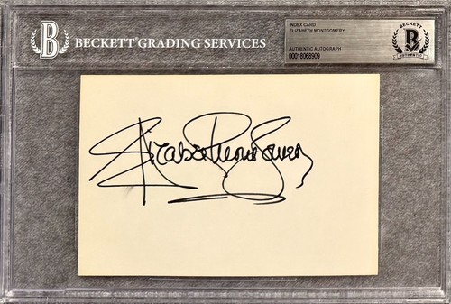 ELIZABETH MONTGOMERY Signed Autograph 4x6 INDEX CARD Hitchcock ...