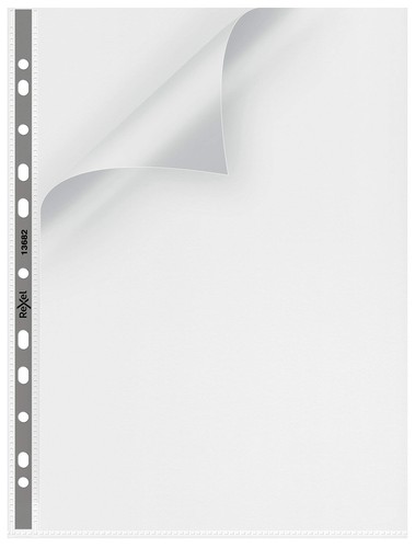 Rexel Nyrex Premium A4 Punched Pocket with Grey Spine, Clear, Top ...