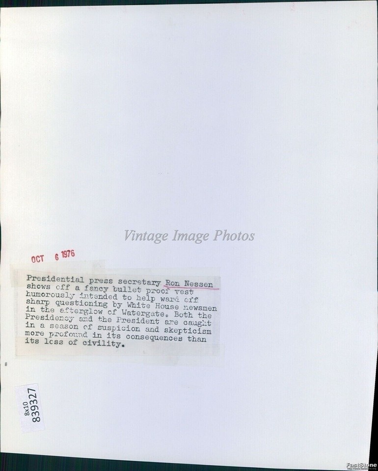 1976 Press Secretary Ron Nessen Models Bullet Proof Vest Politics 8X10 ...